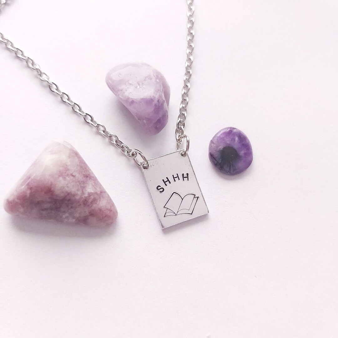 Shh Book Necklace, Go Away I'm Reading, Gift for Book Lover, 18 Inch ...