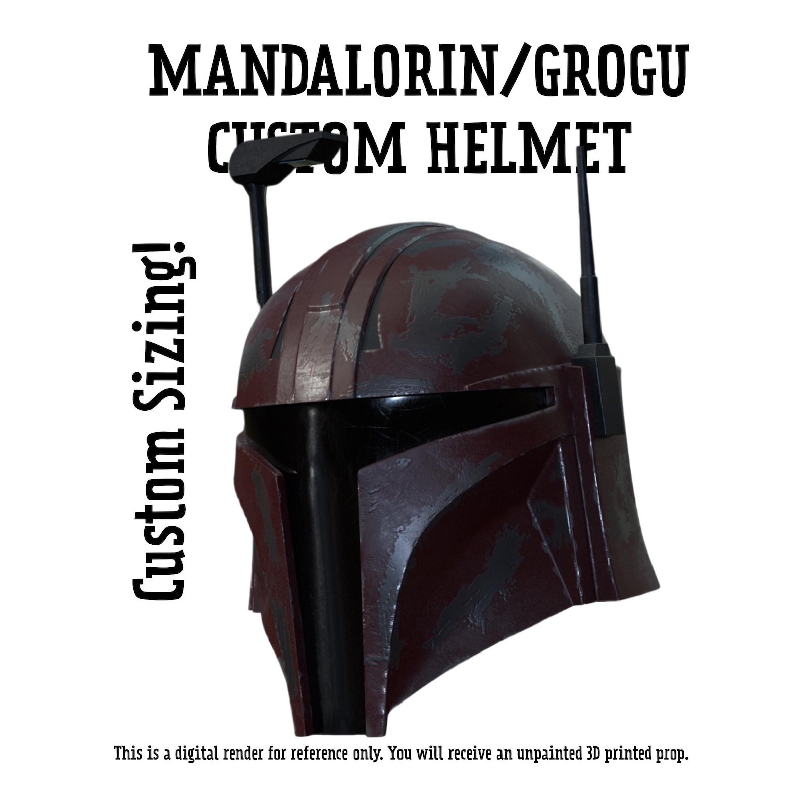 Custom Mandalorian Grogu Helmet, Custom 3D Printed Cosplay Prop Helmet ...