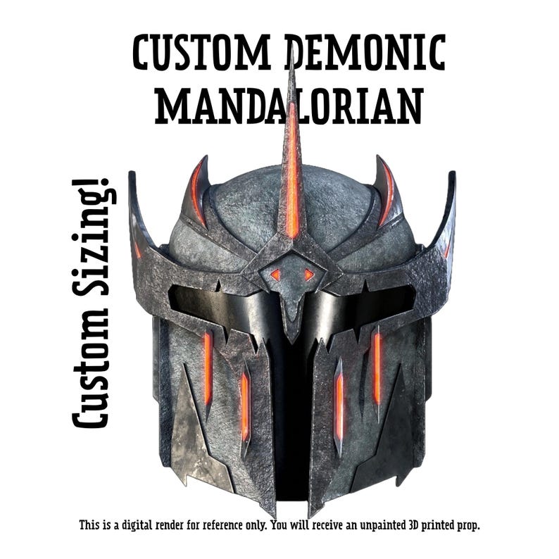 Custom Demonic Mandalorian Helmet, Custom 3D Printed Cosplay Prop ...