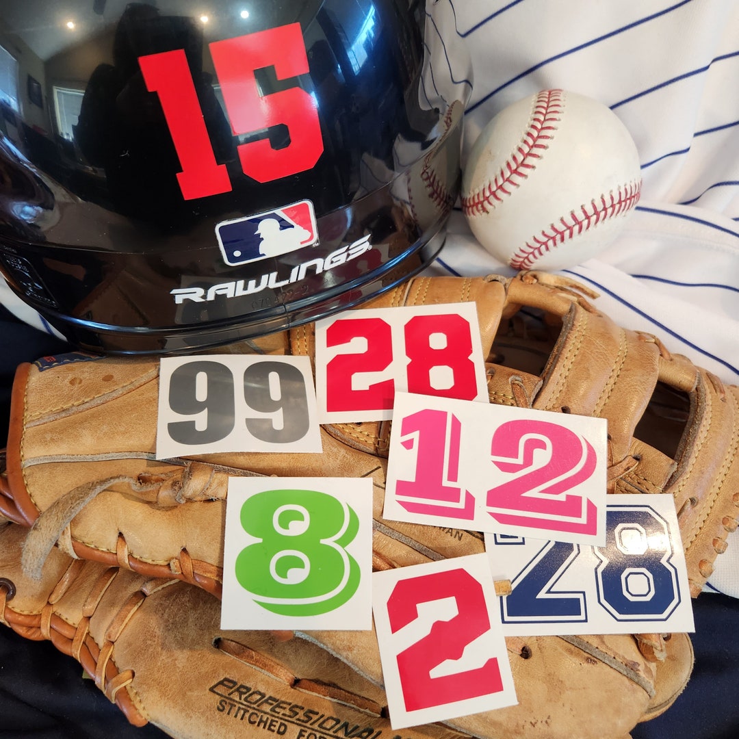 Number Helmet Decal Sticker 1.5" High | Football Baseball Softball ...
