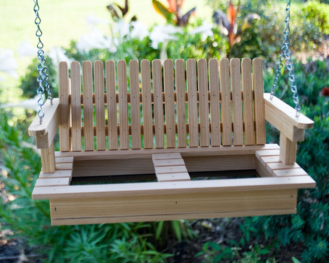 Cypress Porch Swing Bird Feeder: Handmade Hanging Bird Tray - Etsy