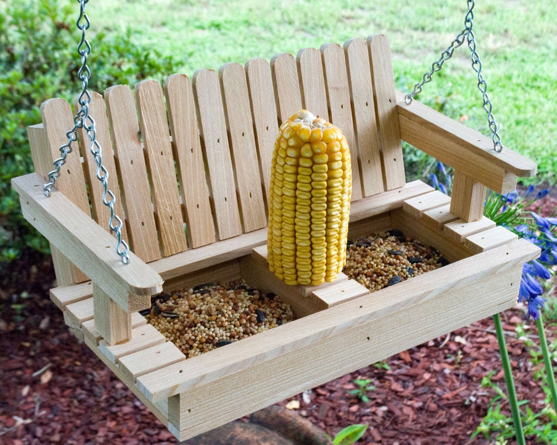 Cypress Porch Swing Squirrel/bird Feeder Cypress Wood Thank - Etsy