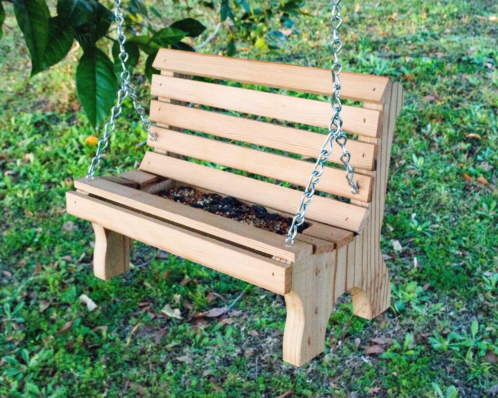 Bird Feeder Cedar Park Bench Old Cedar Wood Garden Decor | Etsy