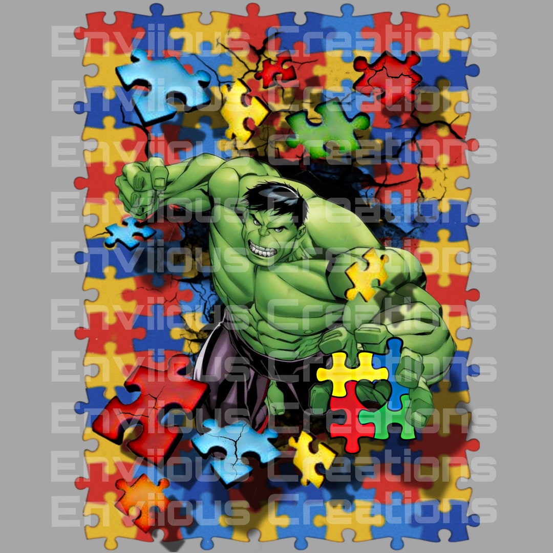 Autism Awareness Hulk Puzzle Pieces PNG Digital - Etsy