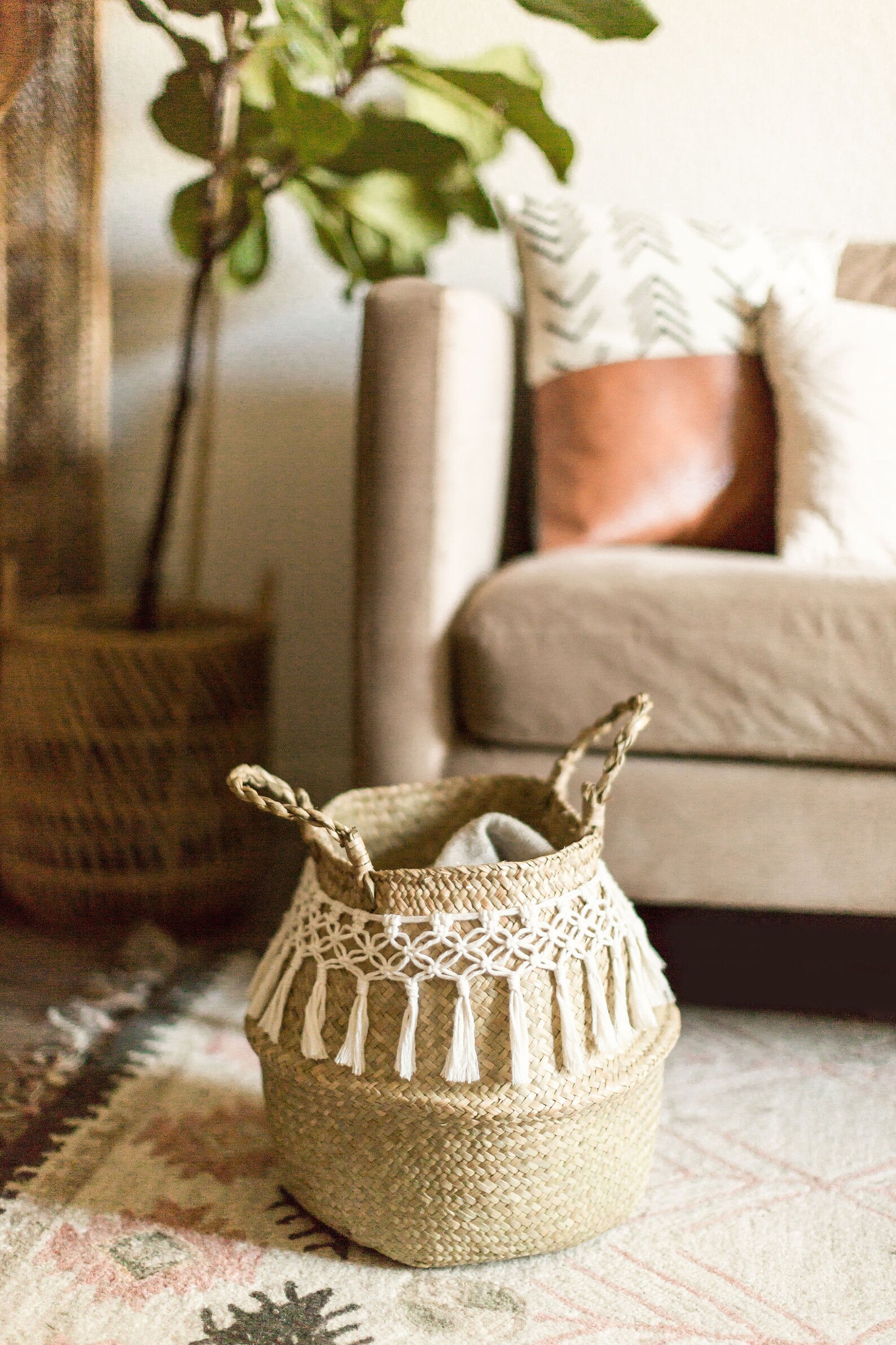 Nordic Minimalist Seagrass Basket With Macrame Fiber Artist - Etsy