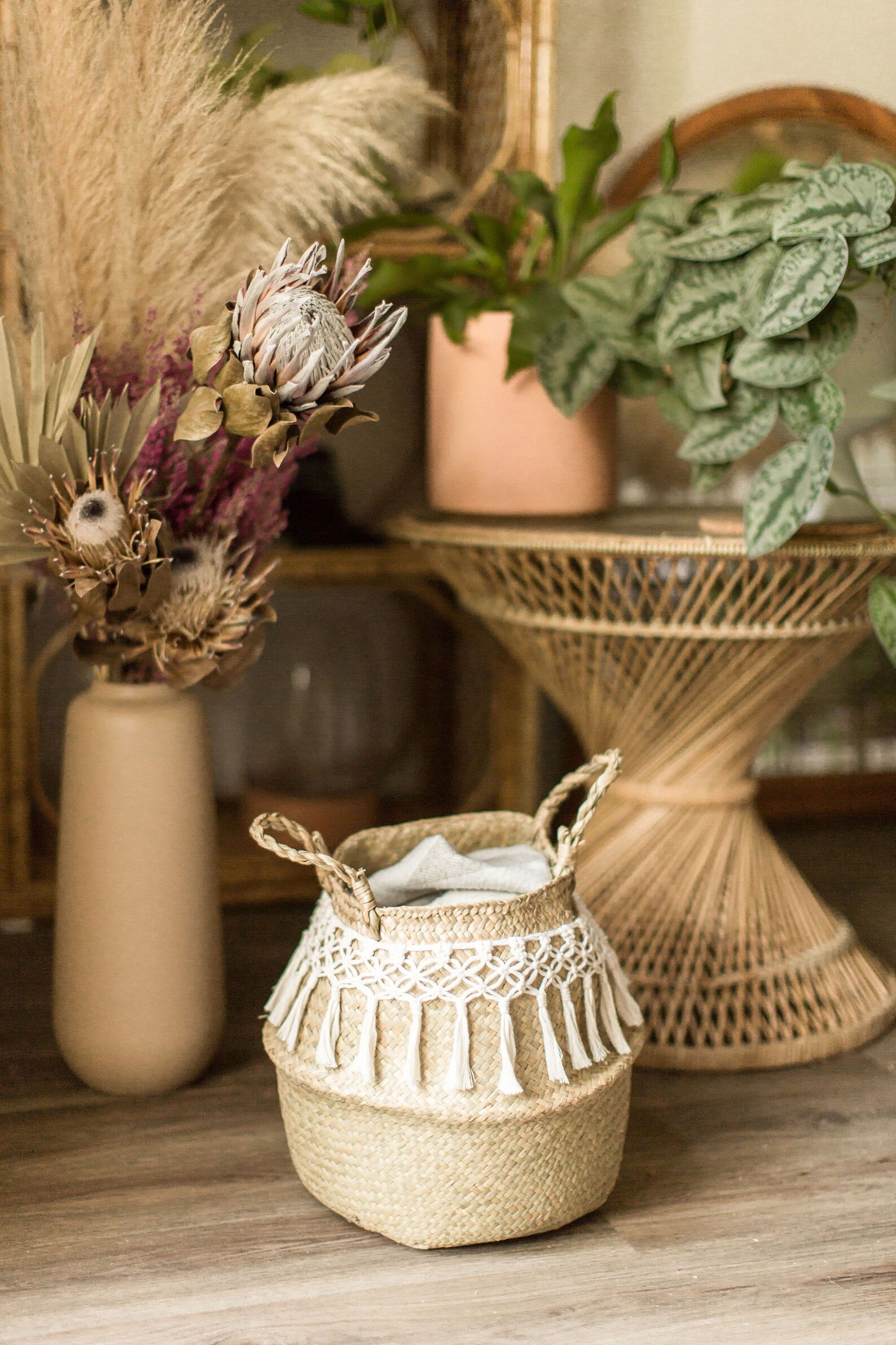 Nordic Minimalist Seagrass Basket With Macrame Fiber Artist - Etsy