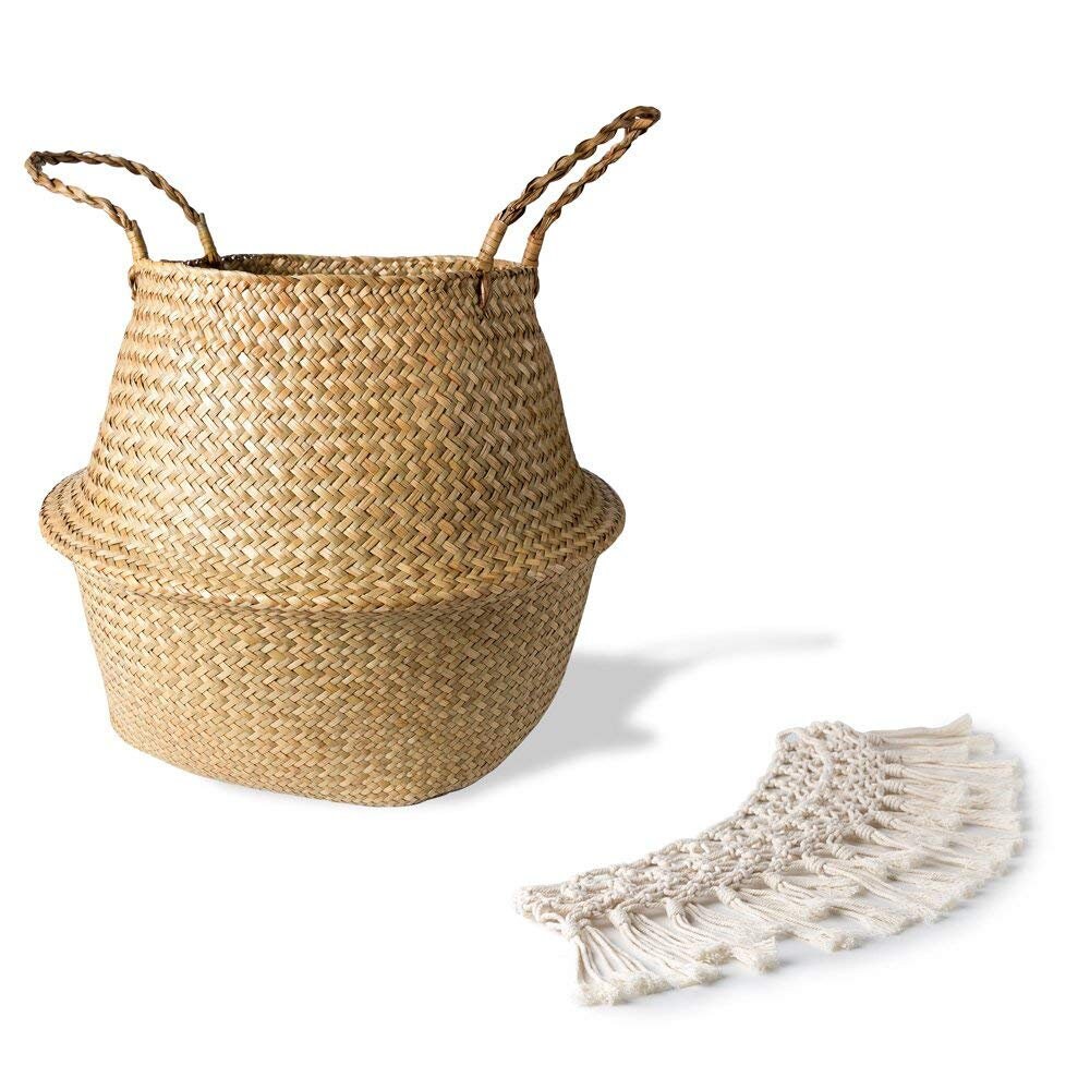 Nordic Minimalist Seagrass Basket With Macrame Fiber Artist - Etsy