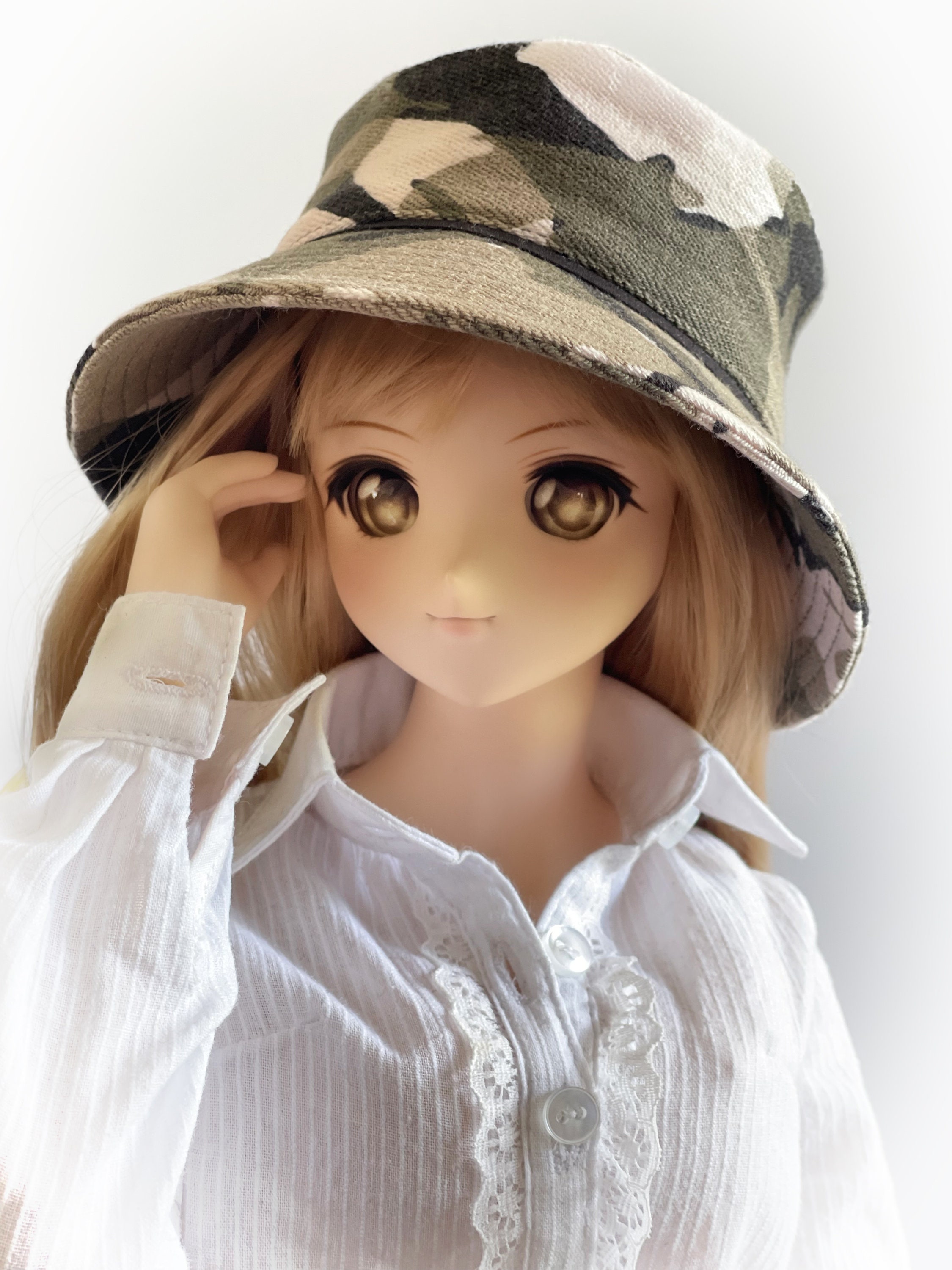 BJD Doll Bucket Hat Olive Drab Camo Upcycled Denim Cute - Etsy