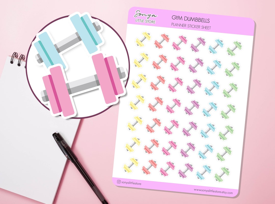 Cute Gym Dumbbells Planner Stickers Workout Training Bullet Journal ...