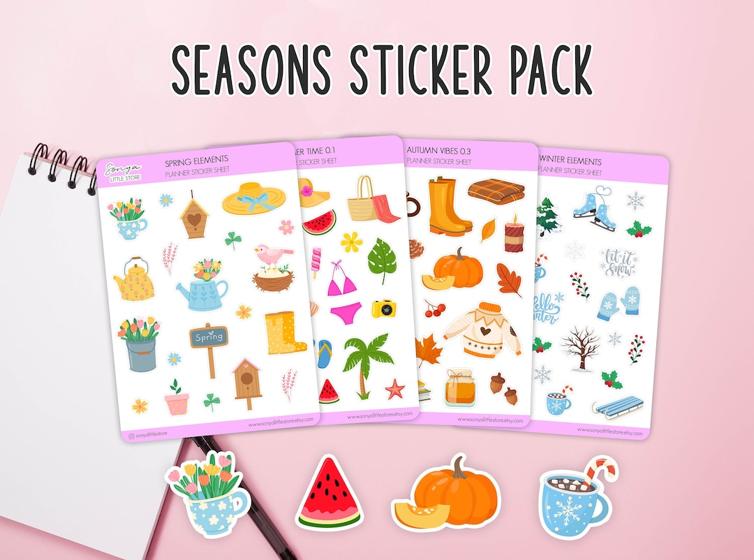 Four Seasons Planner Stickers Pack Bundle | Spring, Summer, Autumn/fall ...