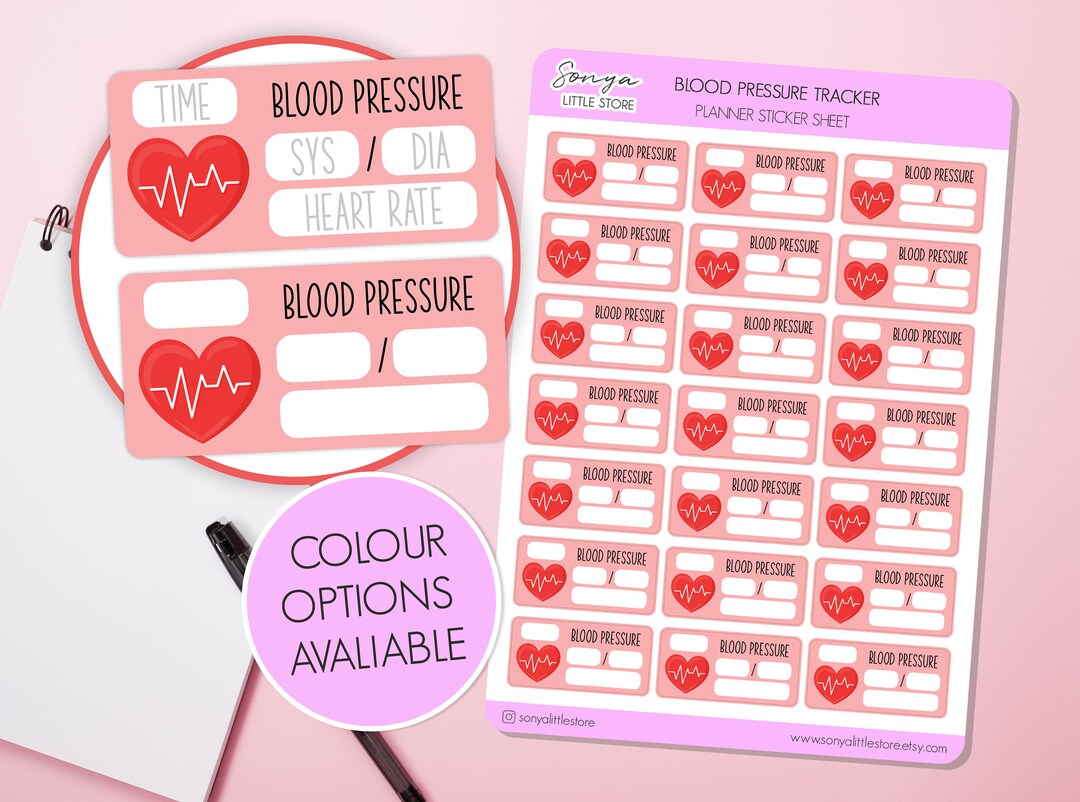 Blood Pressure Tracker Planner Stickers Heart Rate Health Medication ...