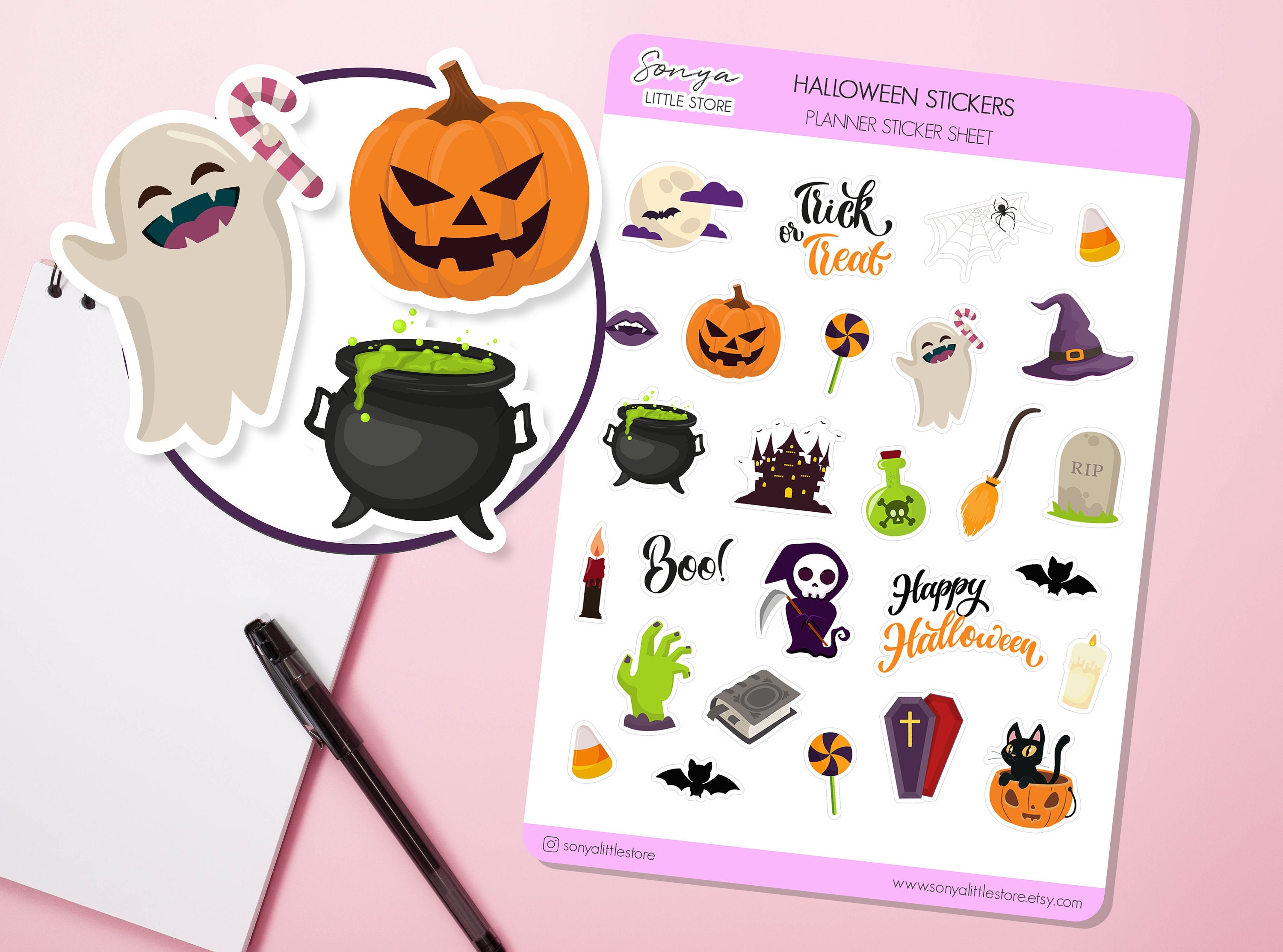 Halloween Elements Planner Stickers Spooky Halloween Diary Journal ...