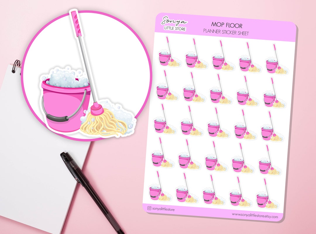 Mop Floor Planner Stickers Mop and Bucket Chores Cleaning Clean Floor ...