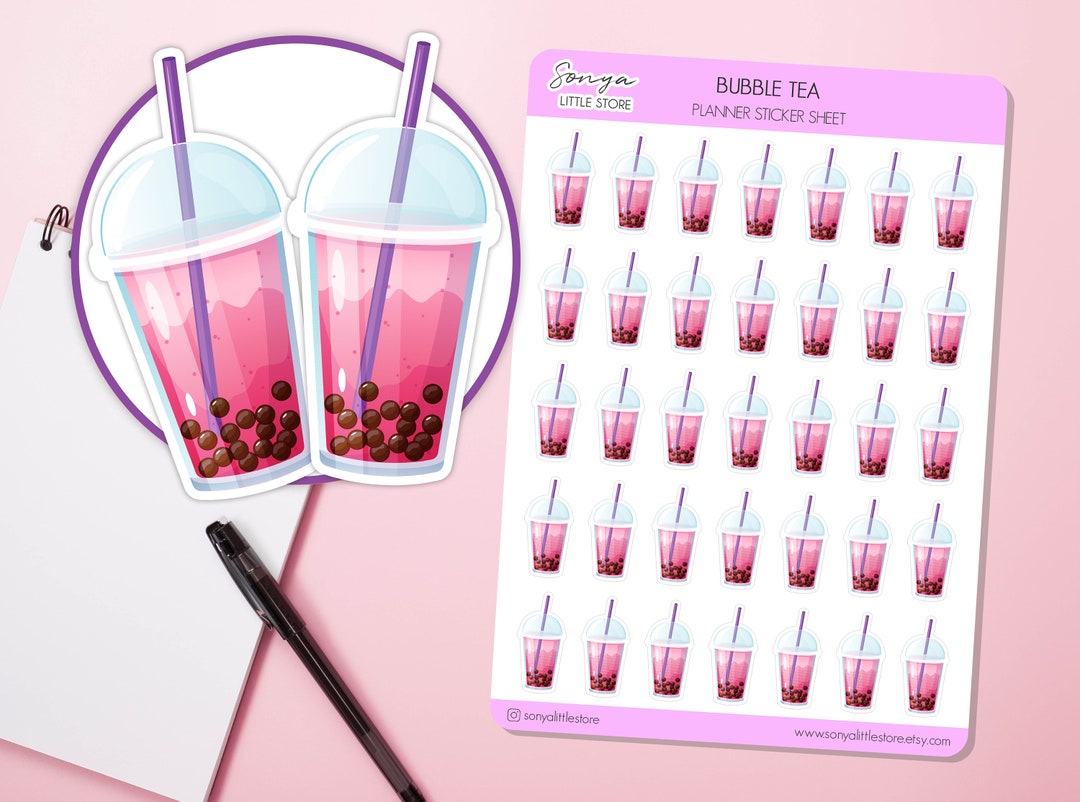 Bubble Tea Planner Stickers | Boba Tea Drink Bullet Journal Diary ...