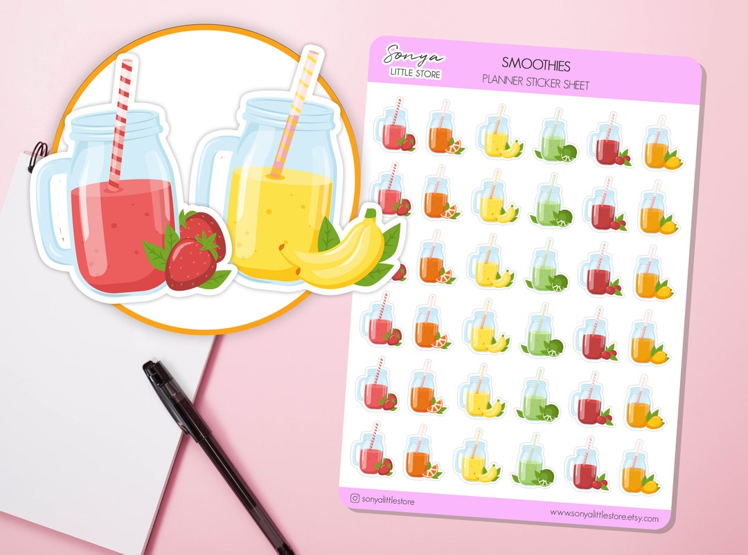 Fruit Smoothie Drinks Planner Stickers Juice Healthyjournal Diary ...