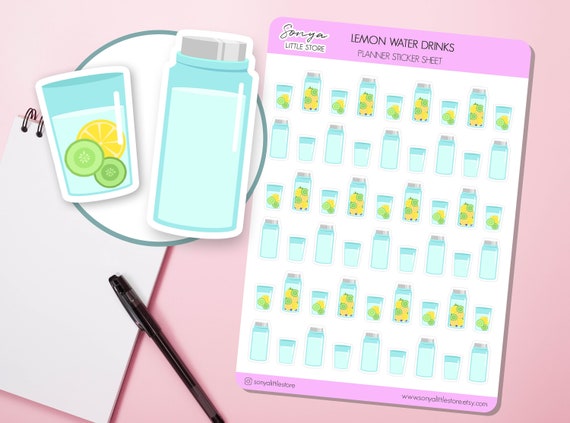 Lemon and Still Water Drink Reminder Planner Stickers Drink Water ...