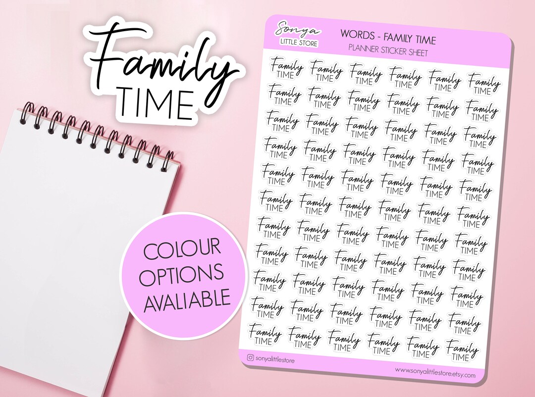 Family Time Words Functional Planner Stickers | Script Planner Stickers ...