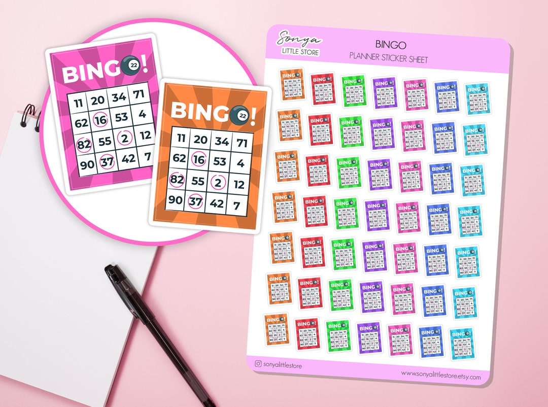 Bingo Planner Stickers Bingo Card Night Game Lucky Win Lottery Bullet ...