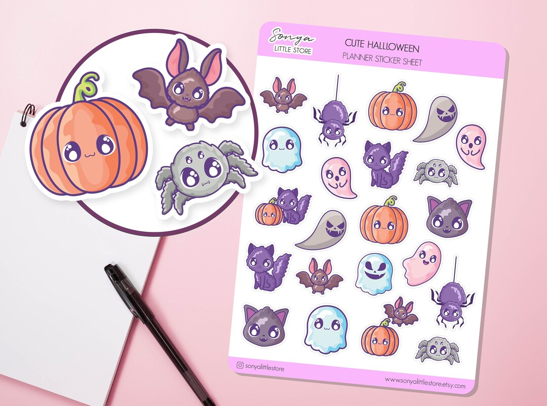 Cute Halloween Planner Stickers Cute Halloween Characters Diary Journal ...