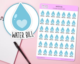 60 Water Bill Reminder Planner Stickers, Happy Planner Bill Payment Stickers, Bullet Journal ...