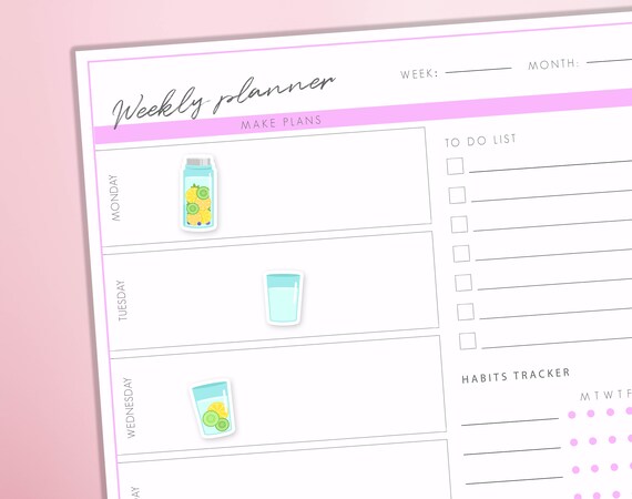 Lemon and Still Water Drink Reminder Planner Stickers Drink Water ...