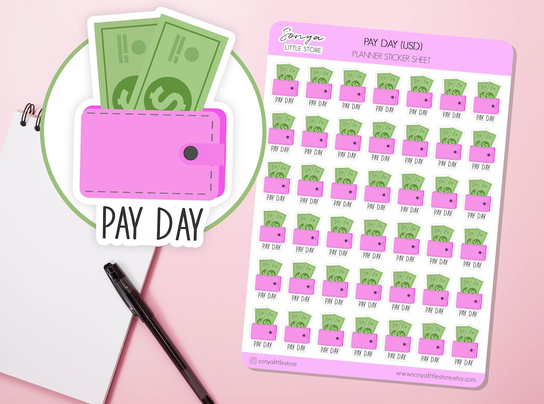 Pay Day USD Planner Stickers | Pay Check Dollars Diary Journal Labels ...