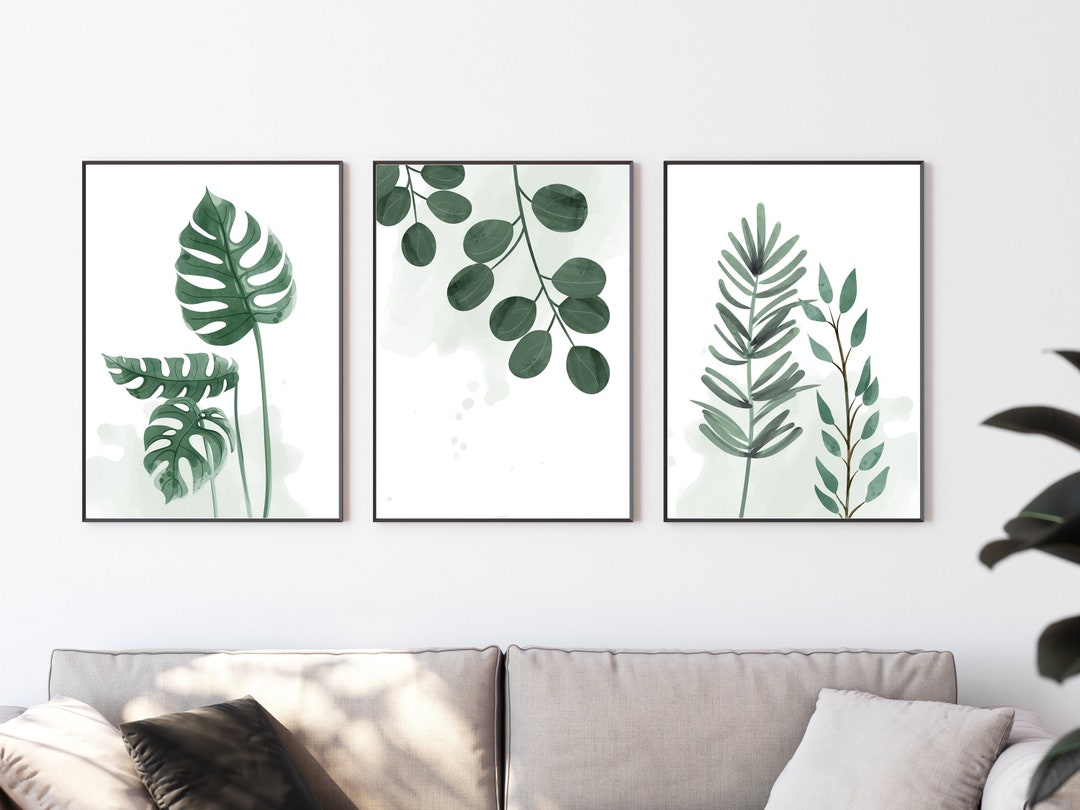 Botanical Tropical Leaves Wall Art Poster Set of 3 Plant Leaf Home ...