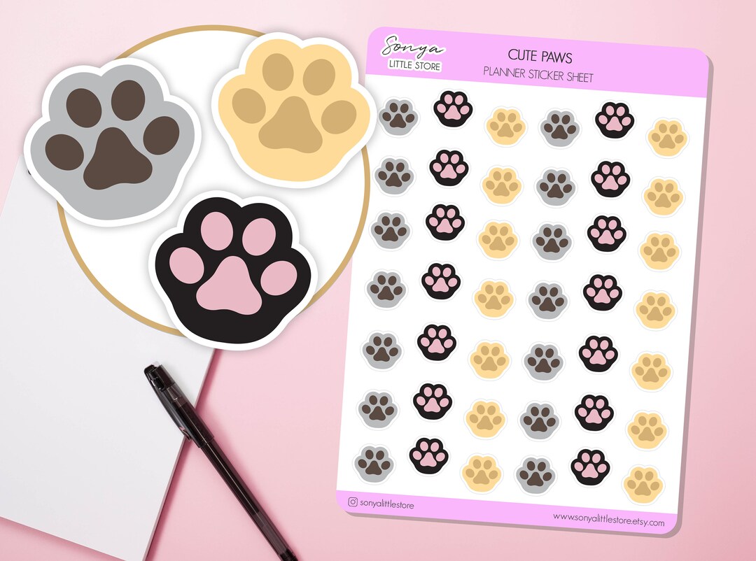 Cute Paw Planner Stickers Cat/dog Paw Stickers Paw Print - Etsy