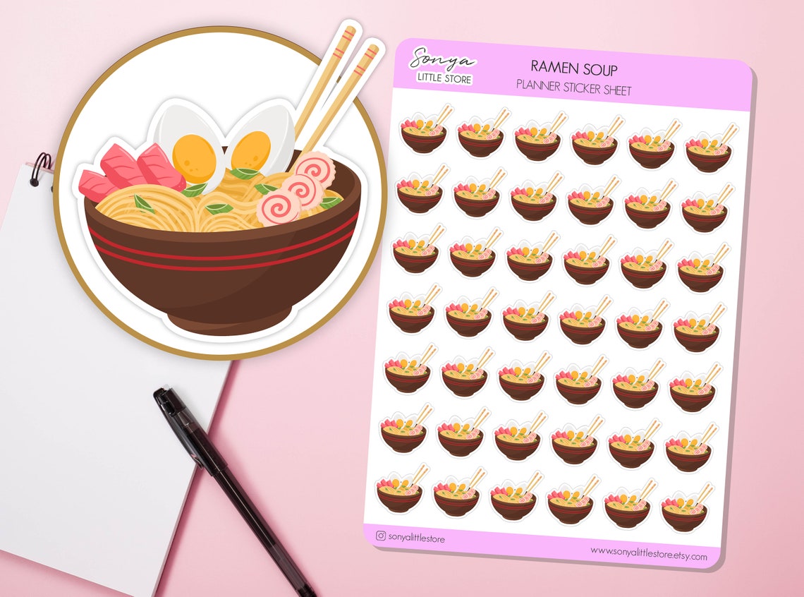 Ramen Soup Planner Stickers Japanese Noodle Soup Meal Prep Food Journal ...