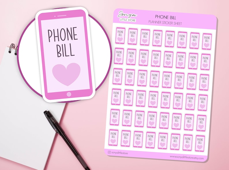 Phone Bill Planner Stickers Mobile Phone Pay Bill Due Reminder Stickers ...
