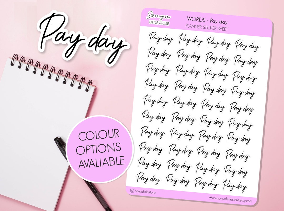 Pay Day Words Stickers | Script Planner Stickers | Functional Planner ...