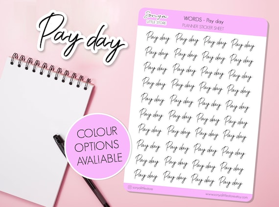 Pay Day Words Stickers Script Planner Stickers Functional | Etsy