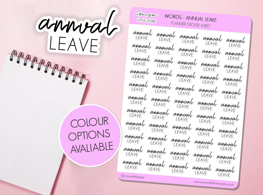 Annual Leave Words Planner Stickers Functional Script Words Day off ...