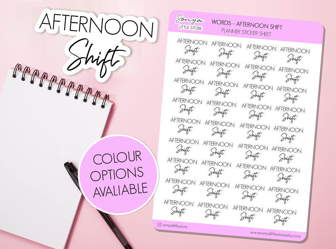 Afternoon Shift Words Functional Planner Stickers | Script Planner ...