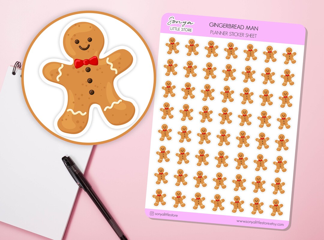 Gingerbread Man Planner Stickers Christmas Cookies Baking Bullet ...