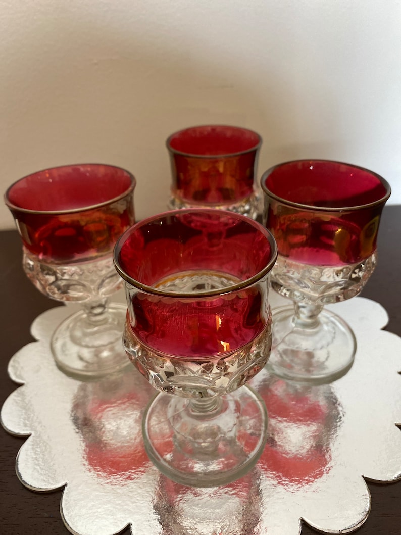 Ruby Red Kings Crown Wine or Sherry Glassware - Etsy