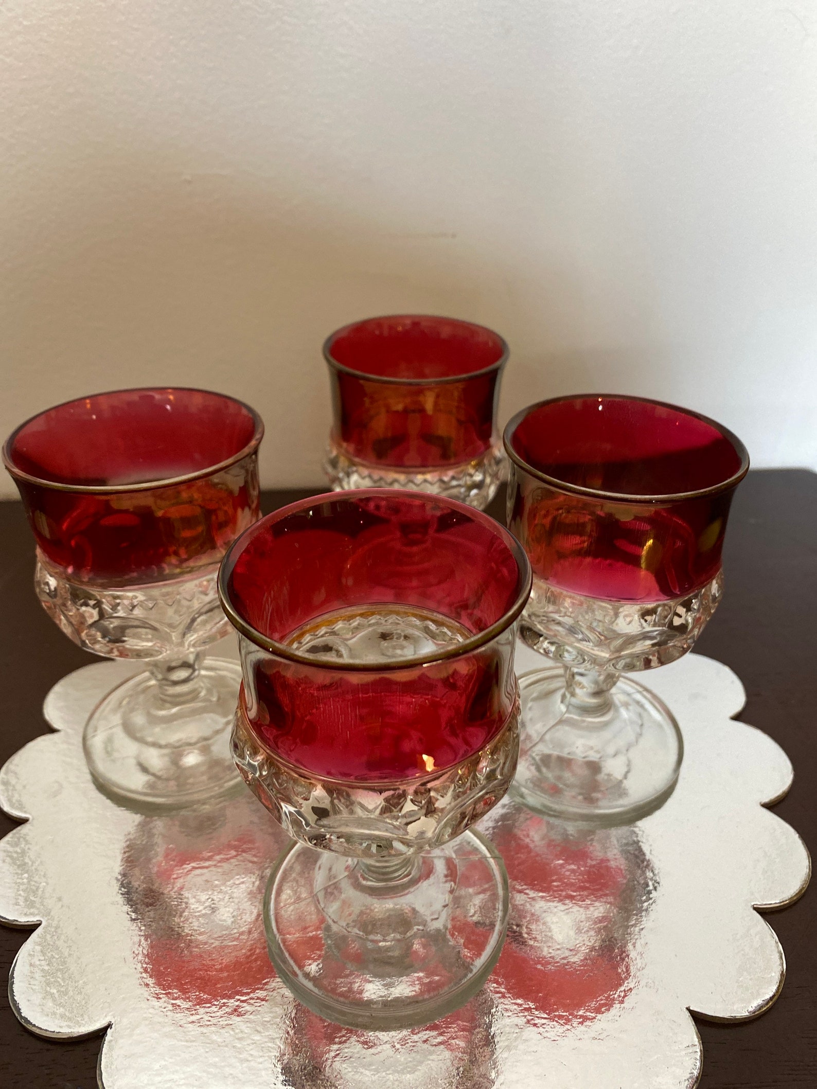 Ruby Red Kings Crown Wine or Sherry Glassware - Etsy