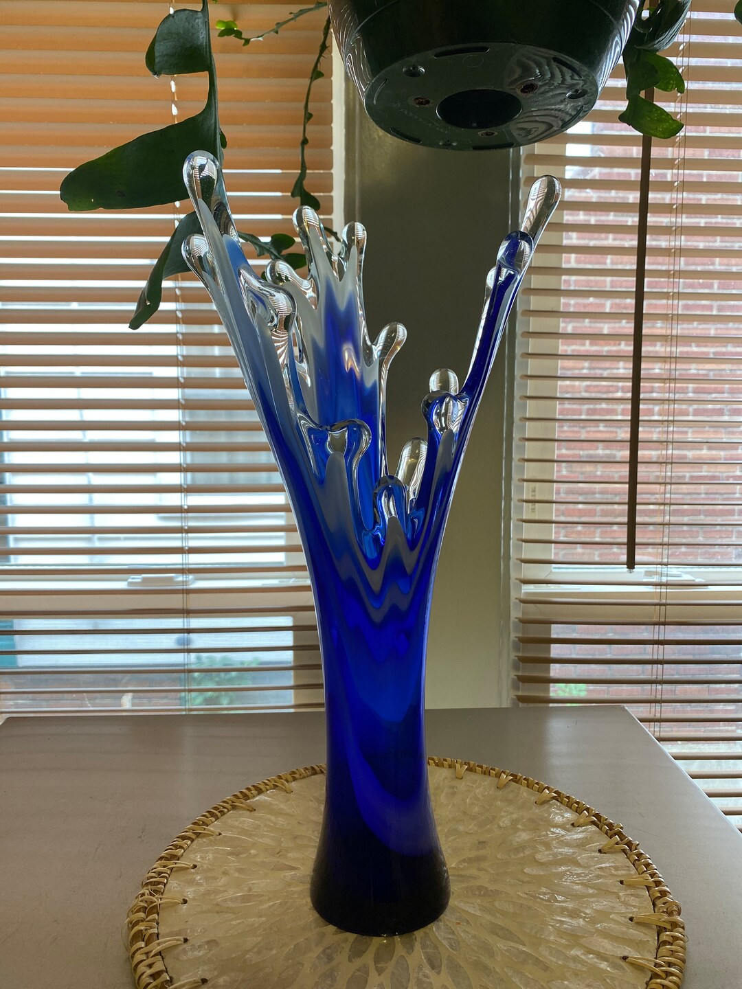 Murano Blue Glass Splash Vase - Etsy