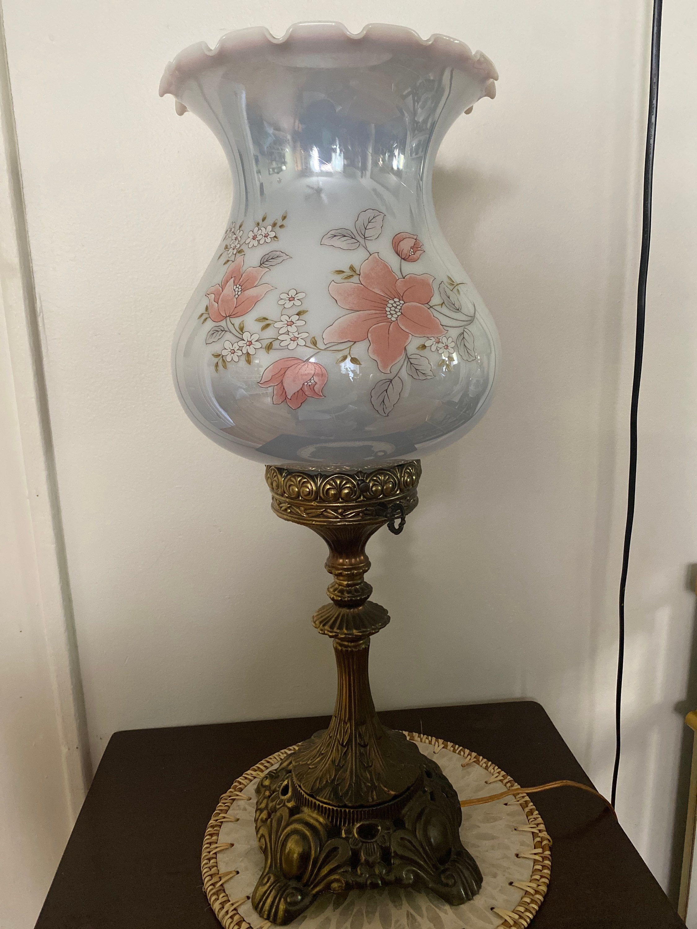 Antique Glass Shade Lamp - Etsy