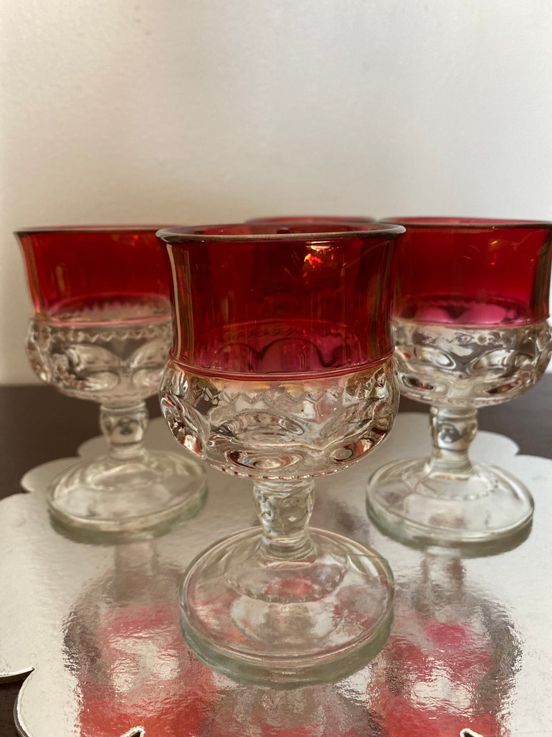 Ruby Red Kings Crown Wine or Sherry Glassware - Etsy