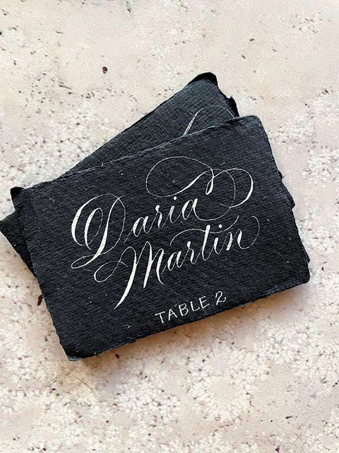 Calligraphy Name Cards or Place Cards 2.25x3.5 Black Handmade Paper ...