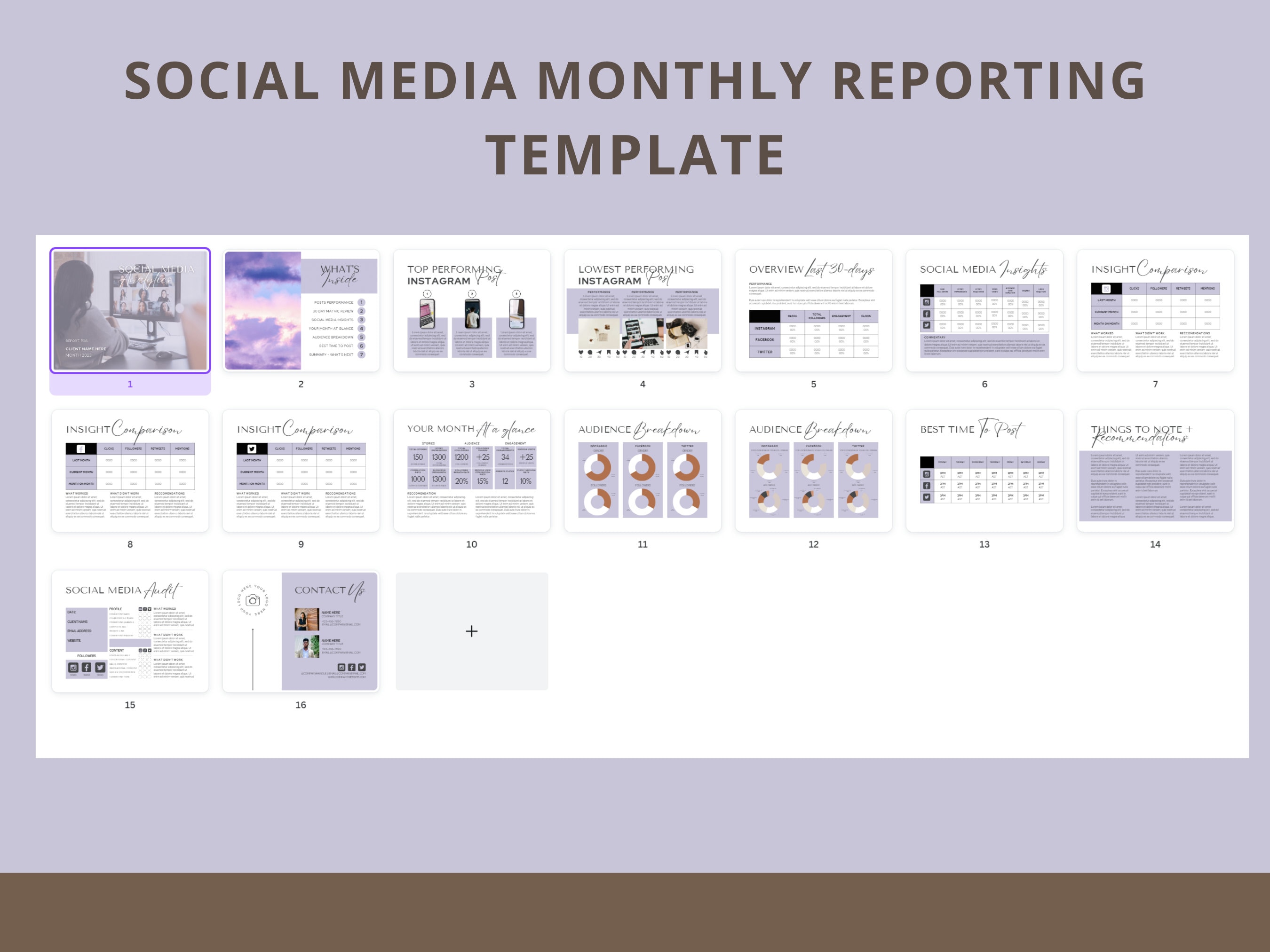 Purple Social Media Analytics Monthly Report Instagram Performance ...