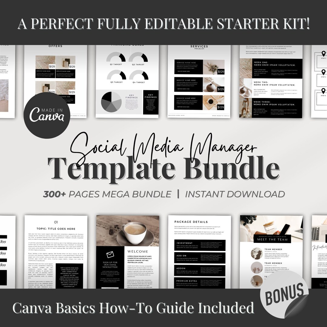 SOCIAL MEDIA MANAEGER, Social Media Template, Business Plan Bundle ...