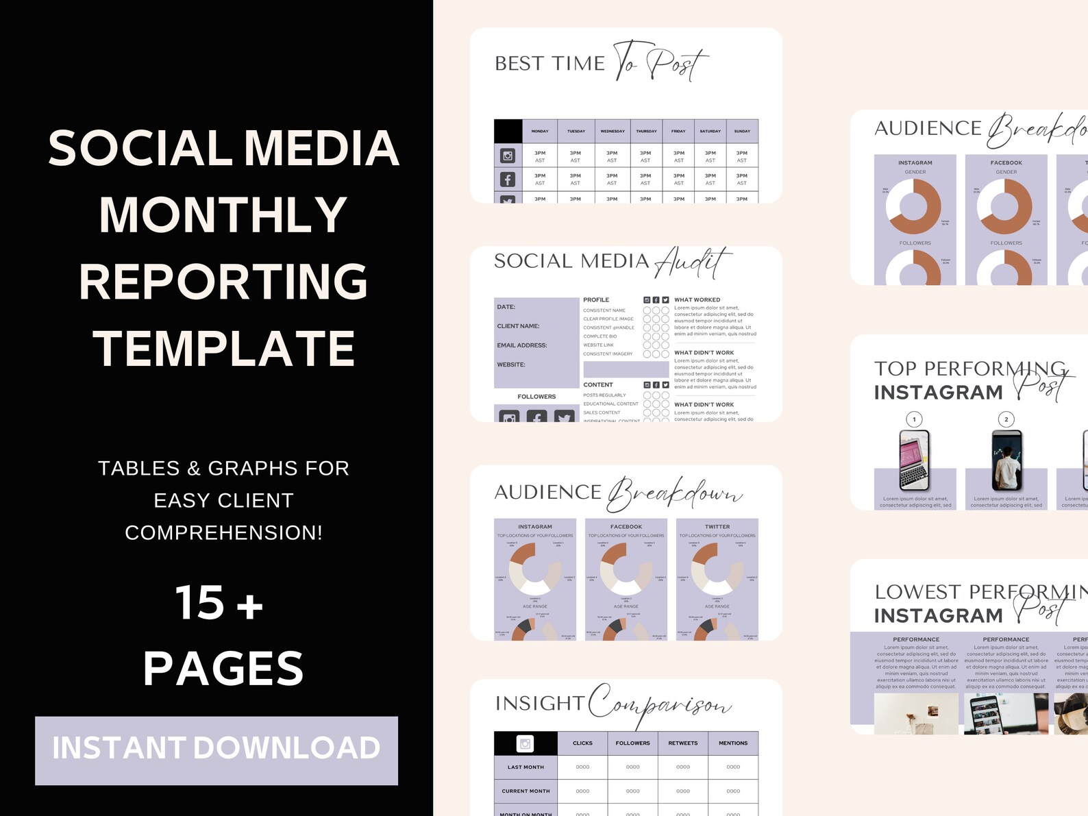 Purple Social Media Analytics Monthly Report Instagram Performance ...