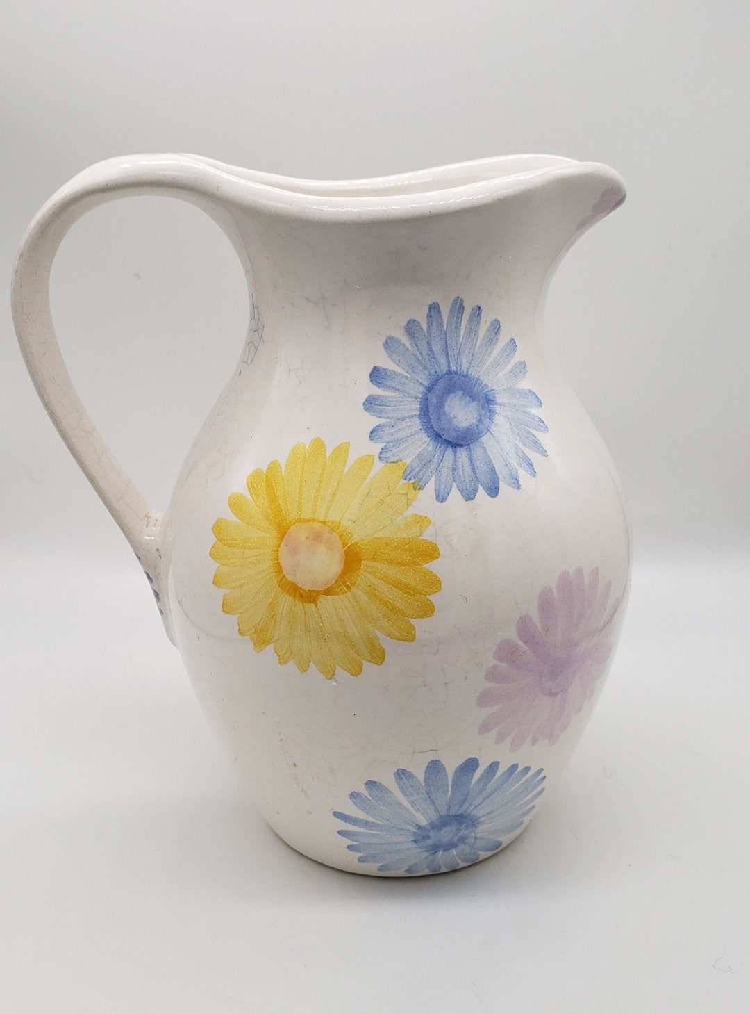 Spring Flowers White Farmhouse Pitcher - Etsy