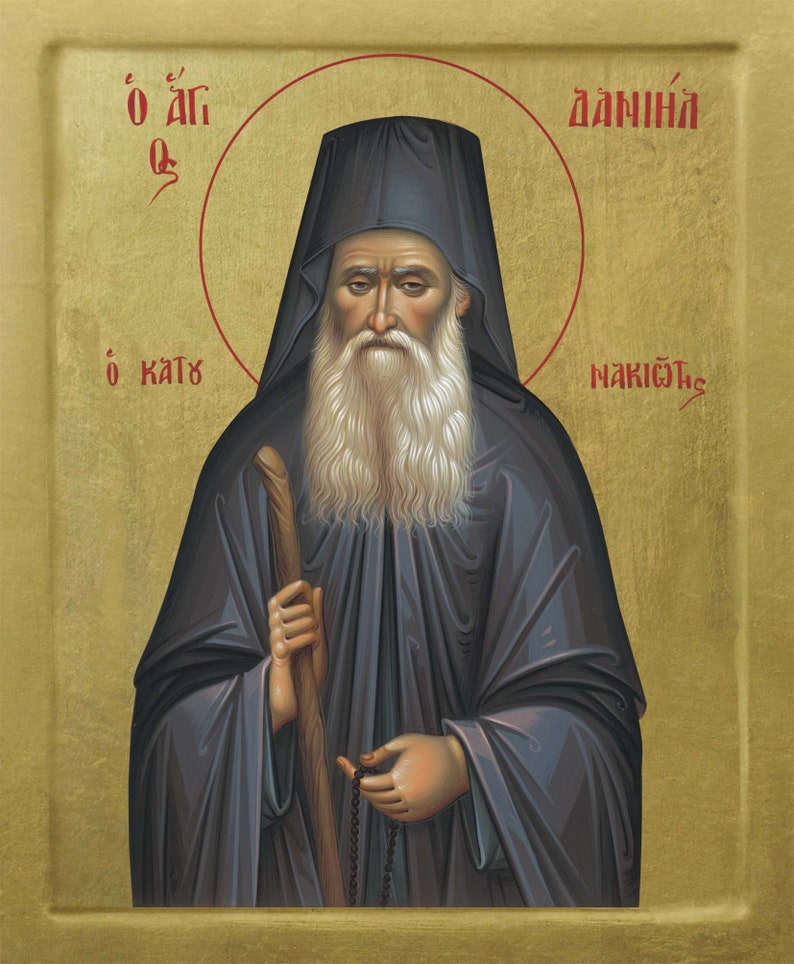 Saint Daniel Katounakiotis Icon on Solid Wood With 22 Karat Gold Leaf ...