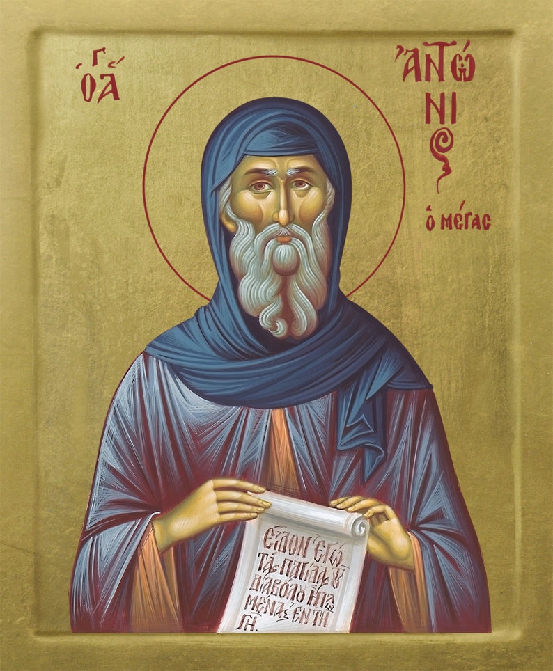 Saint Anthony the Great - Icon on Solid Wood With 22 Karat Gold Leaf ...