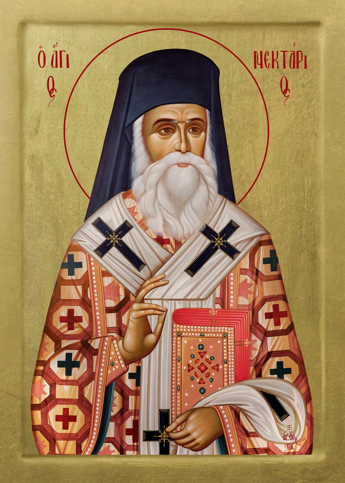 Saint Nektarios Icon on Solid Wood with 22 Karat Gold Leaf - Etsy Italia