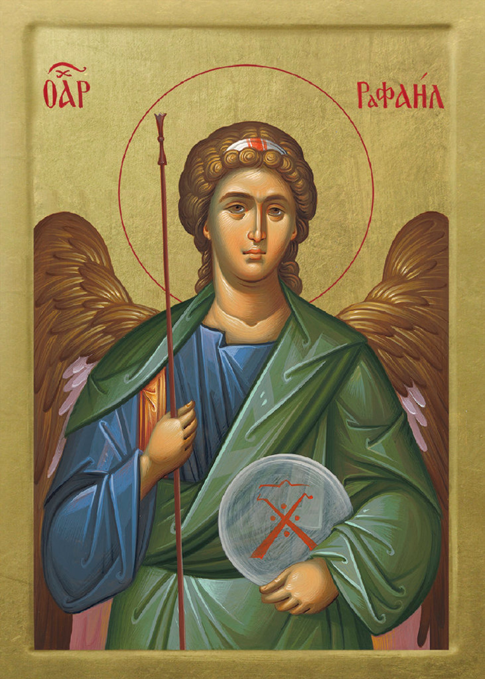 Archangel Raphael Icon on Solid Wood With 22 Karat Gold Leaf Background ...
