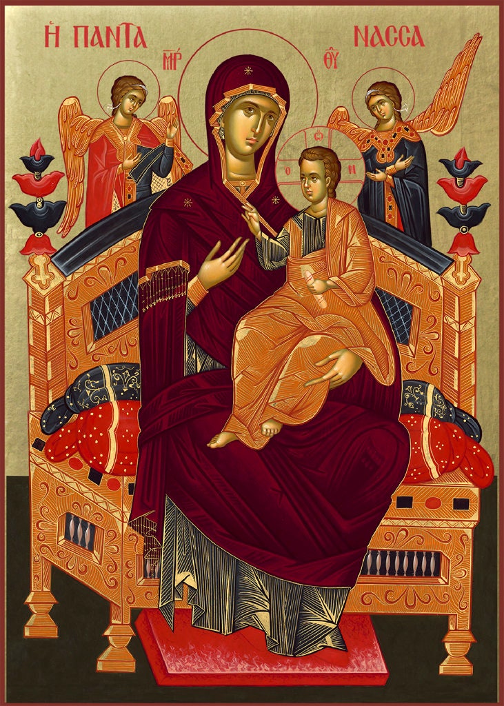 Theotokos Pantanassa Icon on Solid Wood With 22 Karat Gold Leaf ...